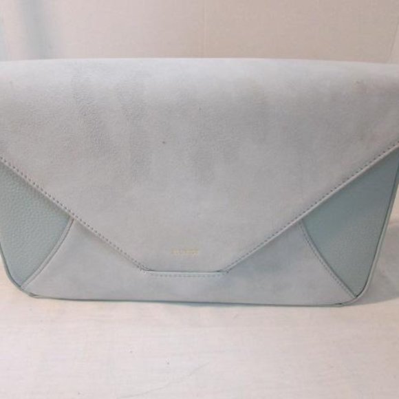 Mezzi | Bags | Mezzi Baby Blue Suede And Pebble Leather Clutch | Poshmark